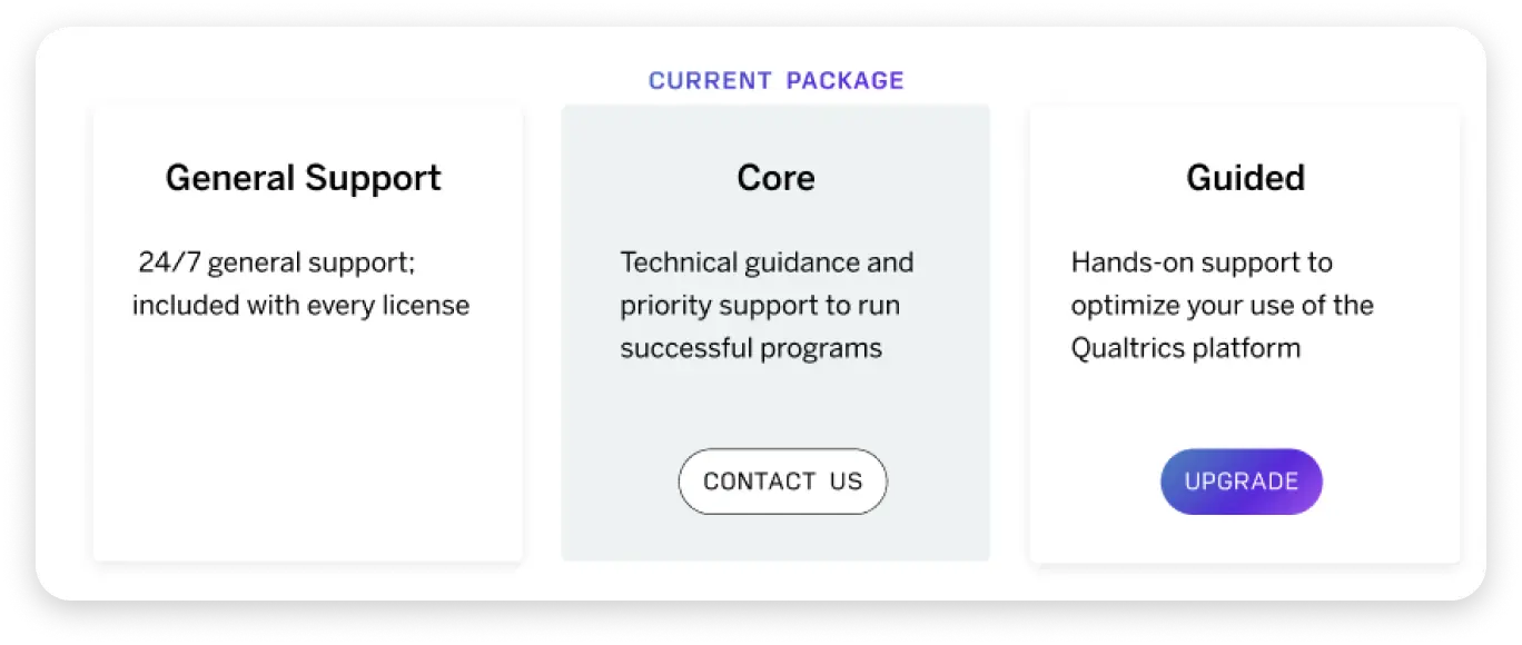 Image of available Success Packages in the Customer Success Hub
